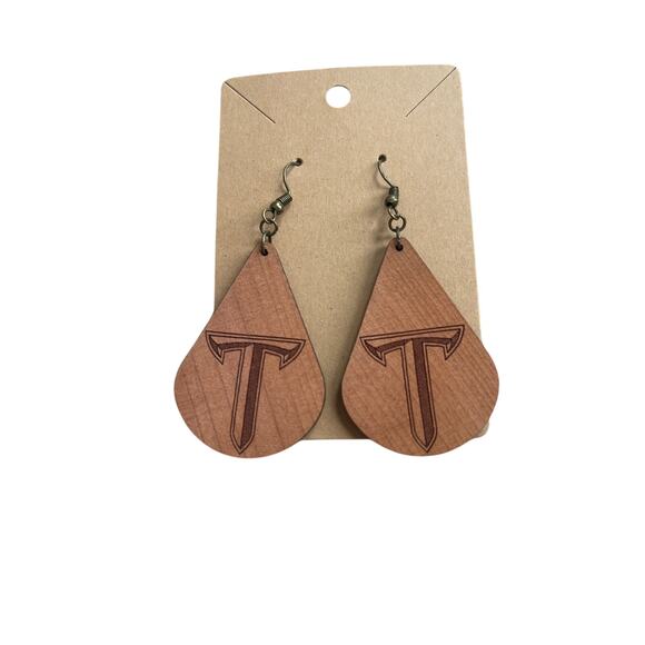 Handmade | Jewelry | Wooden Laser Engraved Troy University Earrings ...